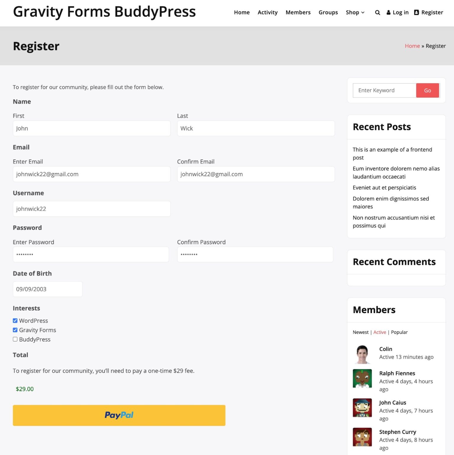 Gravity Forms BuddyPress Tutorial: Custom Registration Form
