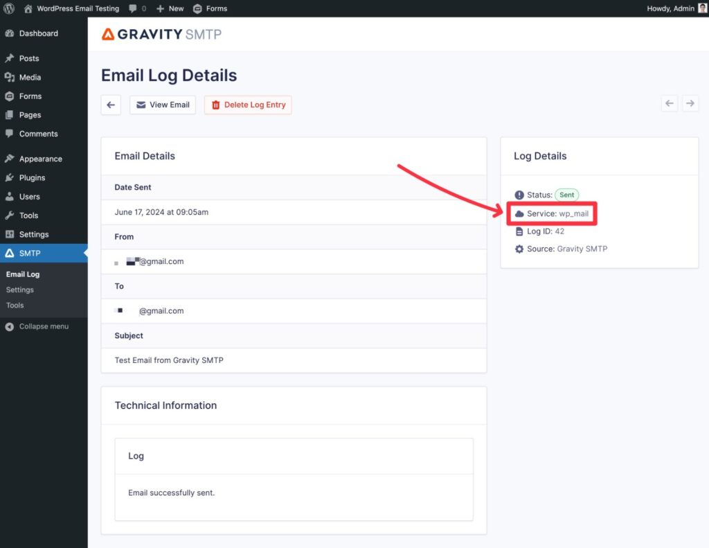 How to Send a Test Email from WordPress - Gravity Forms