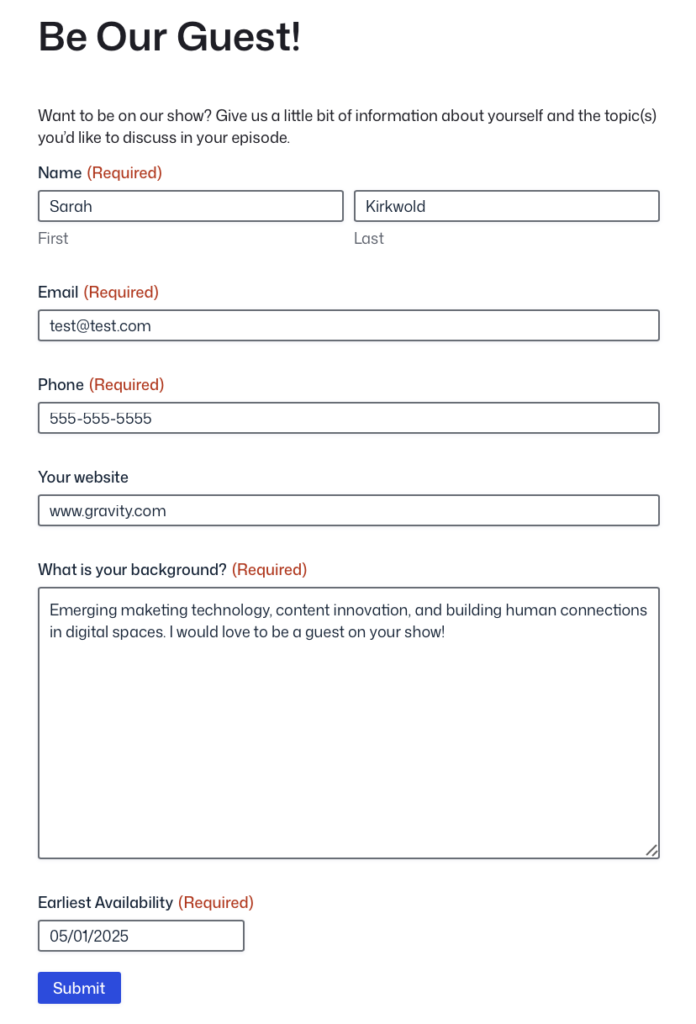 How to create a podcast guest application form with Gravity Forms ...