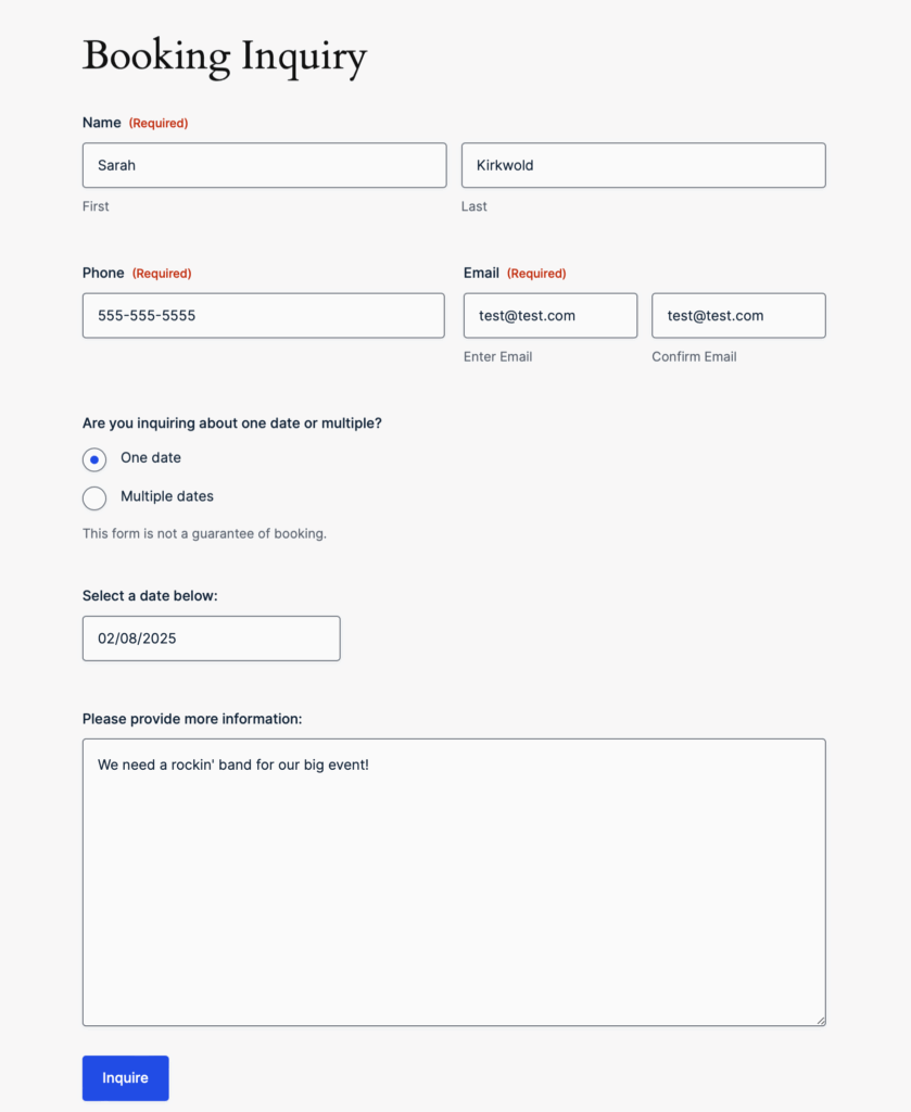 Create the ultimate booking request form for musicians on WordPress with Gravity Forms - Gravity ...